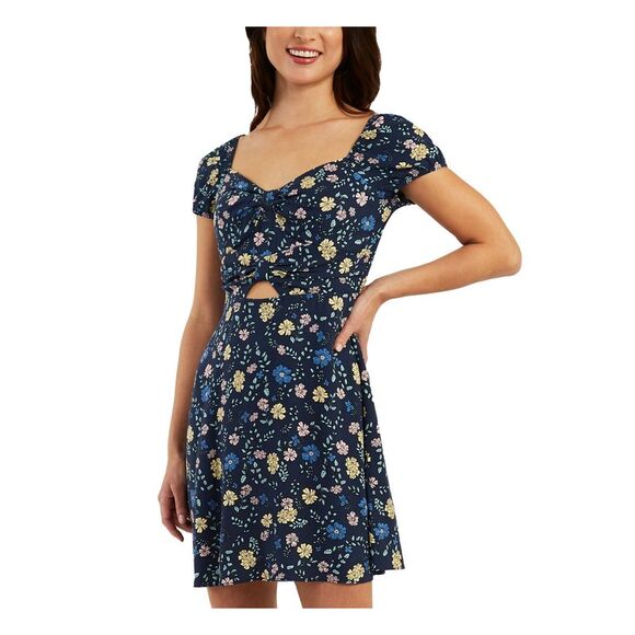 BCX | Dresses | Bcx Dress Womens Navy Front Waist Pouf Sleeve Short ...